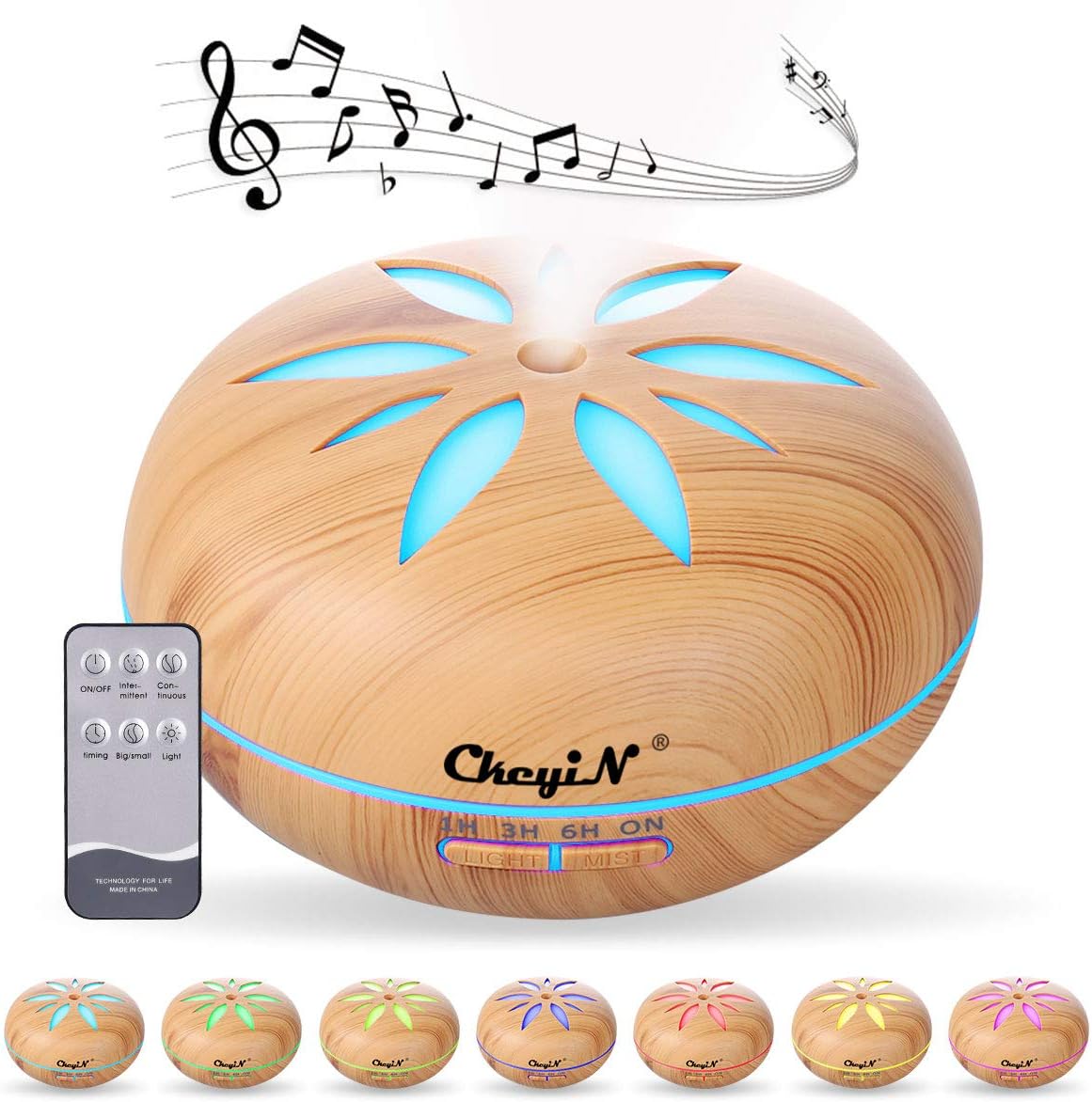 Amazon.com: CkeyiN Essential Oil Diffuser, 550ml Bluetooth Speaker ...