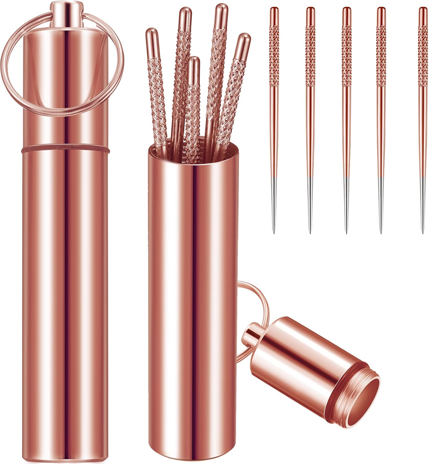 Amazon.com: Portable Mini Pocket Titanium Toothpick Holder with 10 ...