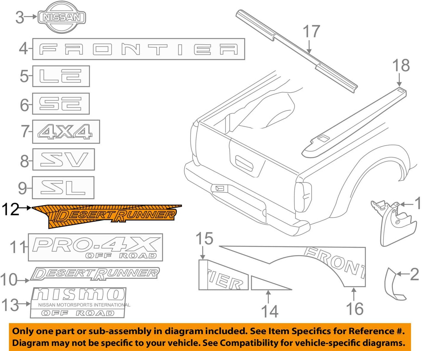 Amazon.com: Genuine Nissan Parts - Emblem-Side Rear (99098-9BF0A ...