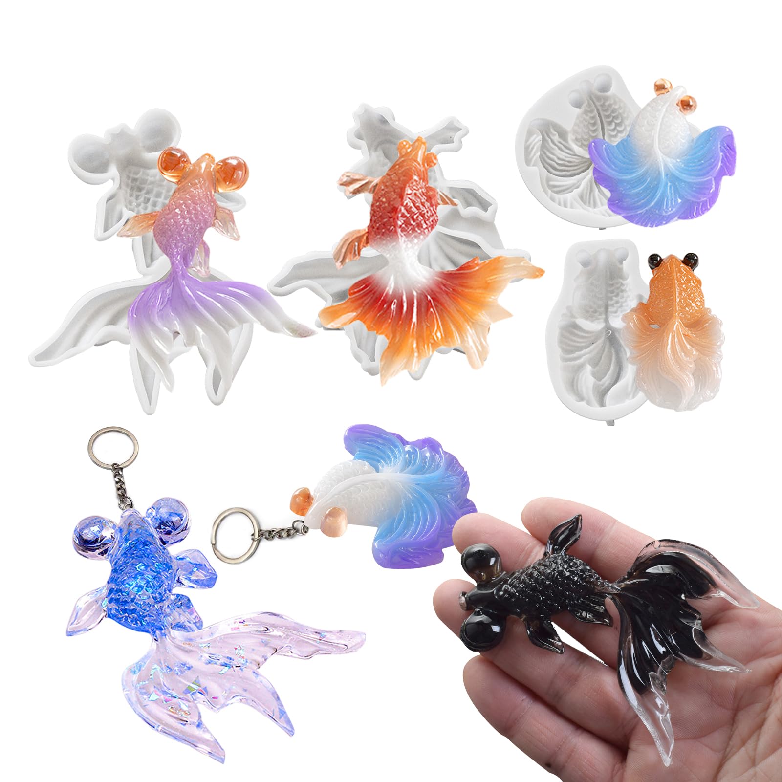 Amazon.com: Voaesdk 4 Pcs Koi Fish Resin Molds, Small Goldfish Silicone ...