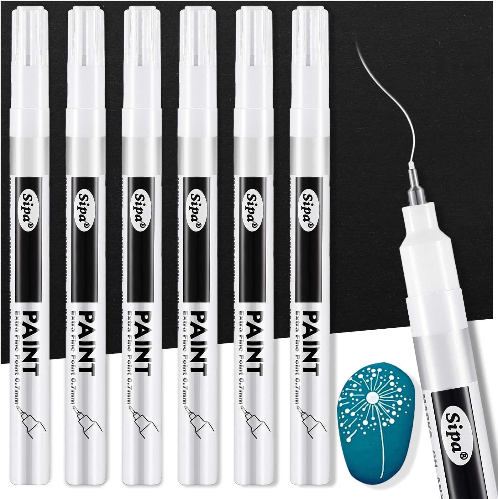 Amazon.com: Beeveer 6 Pcs White Colour Paint Pens Ultra Fine 0.7mm ...
