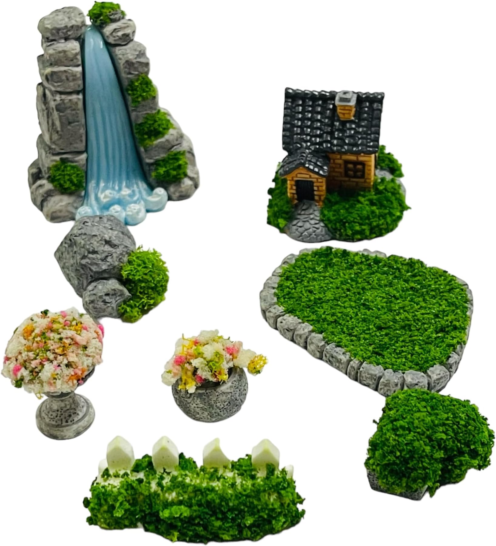 Moira Pack of 8pcs Landscaping Theme Miniature Items for Dollhouse ...