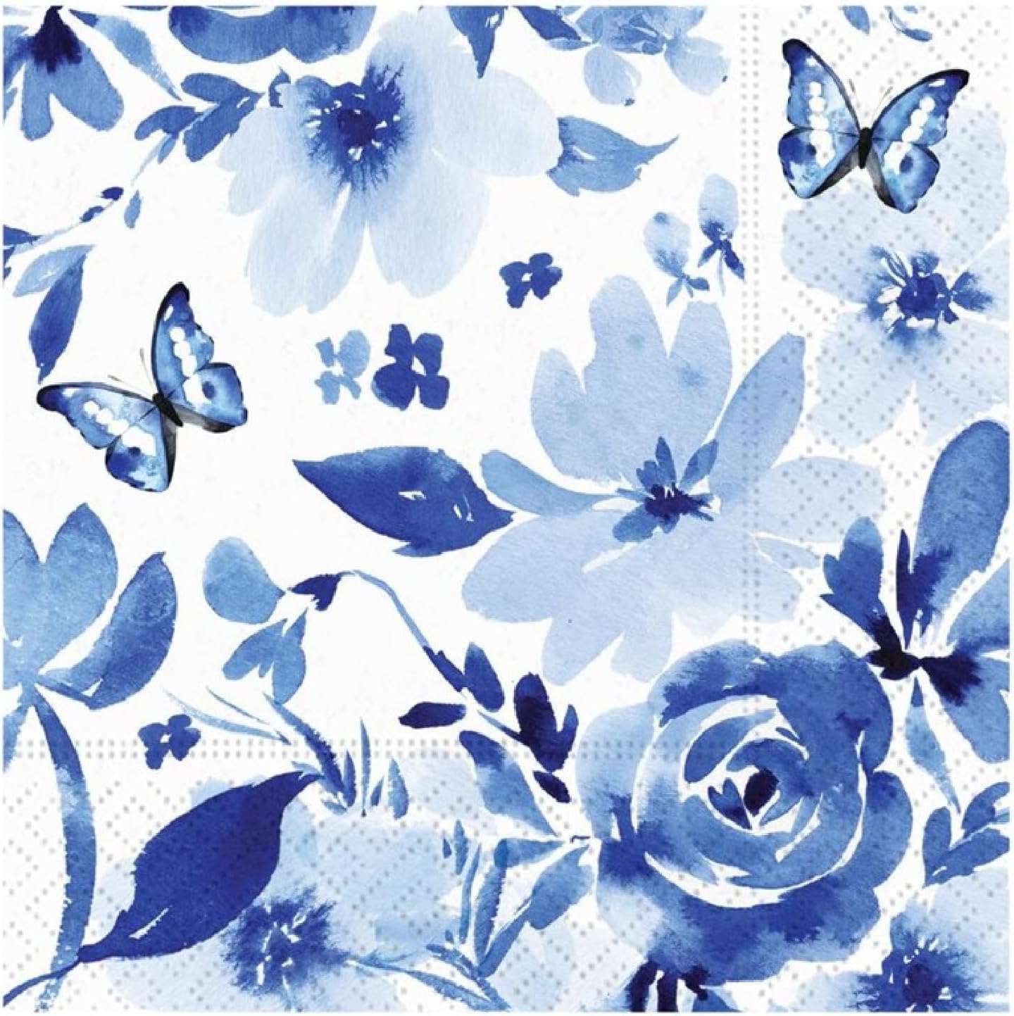 Amazon.com: Blue Floral Party Napkins - Indigo Rosettes Design - 40 ...