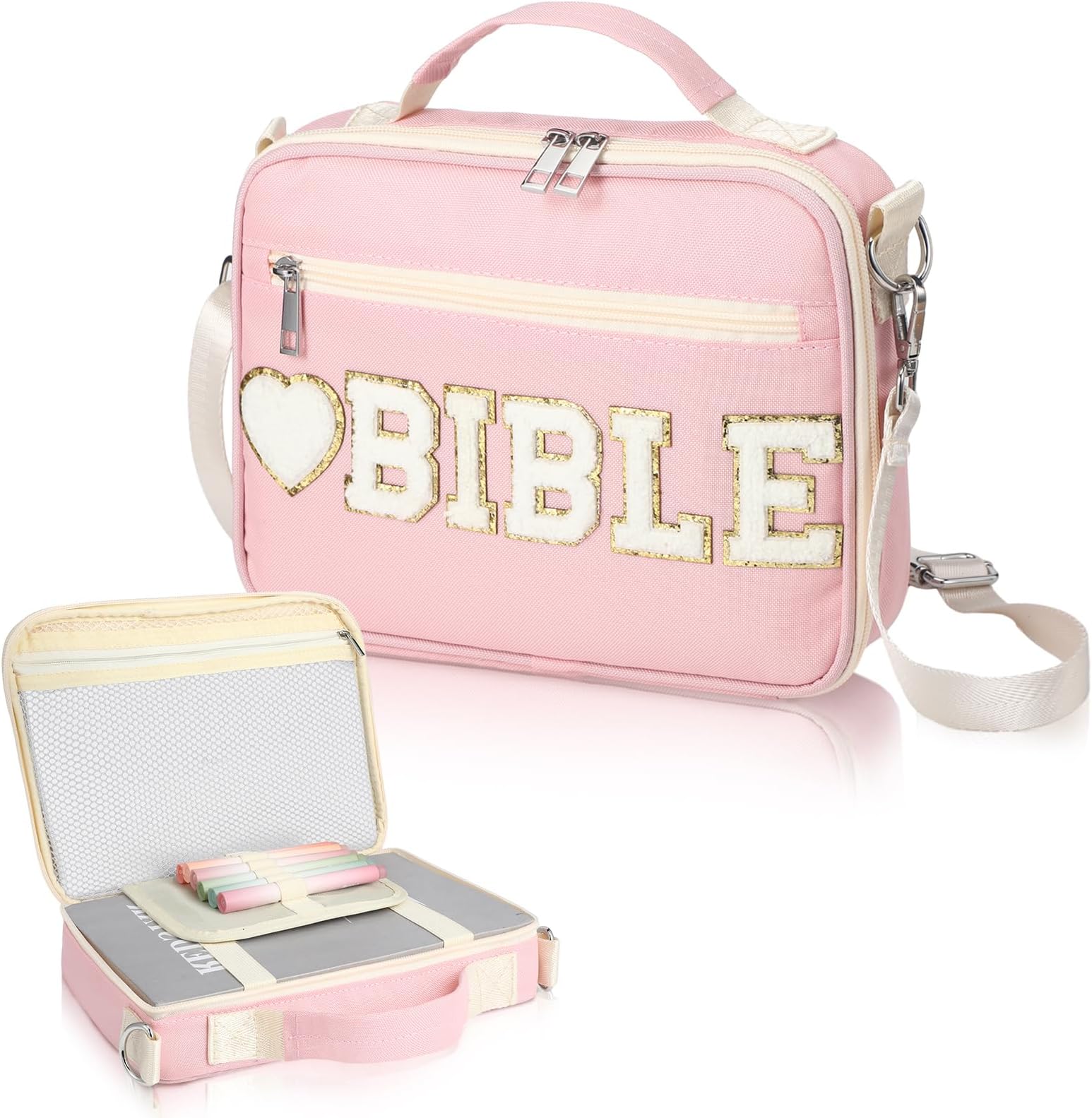 Amazon.com: Silkfly Large Chenille Letter Bible Cover for Women Preppy ...
