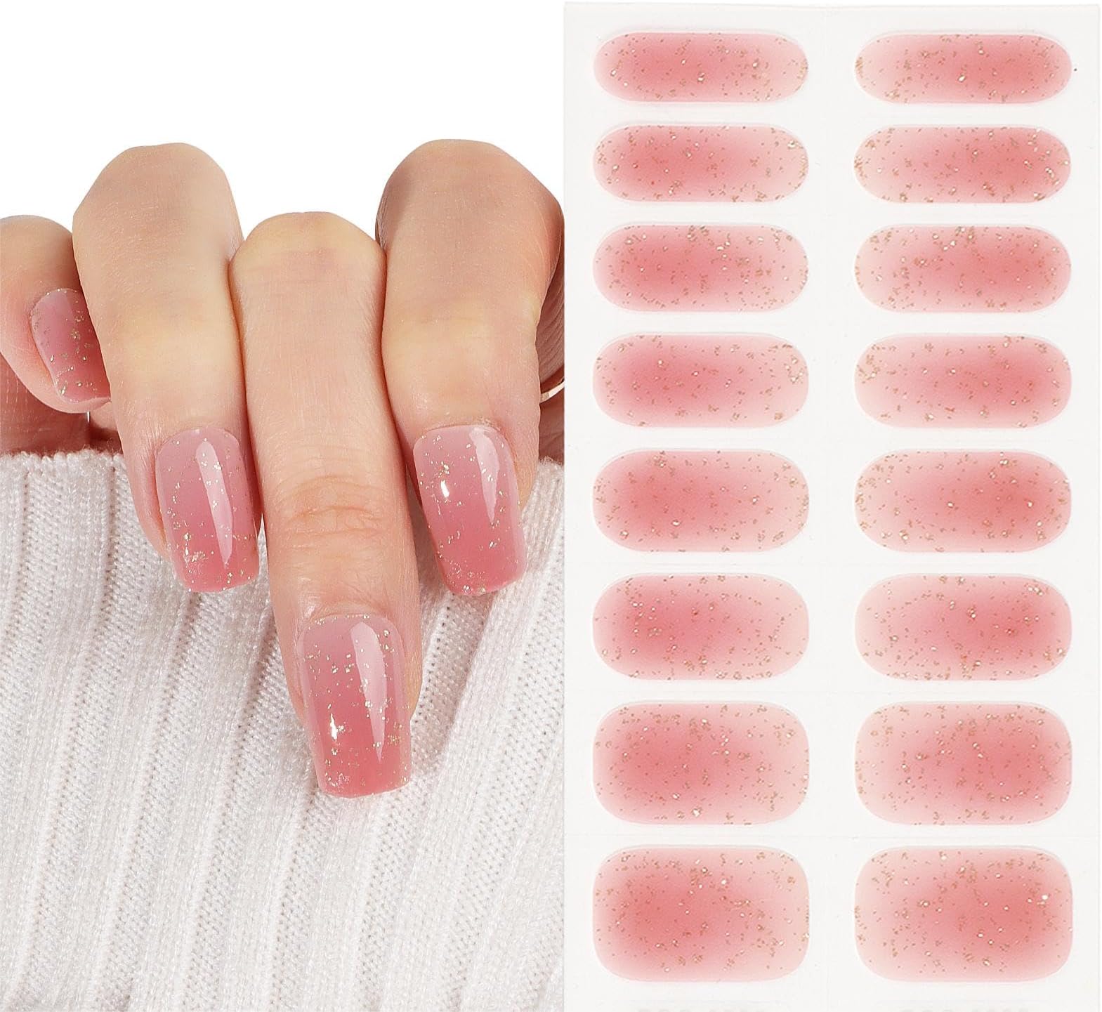 16PCS Autocollants de Vernis à Ongles Gel Semi-durci Nail Sticker Auto ...