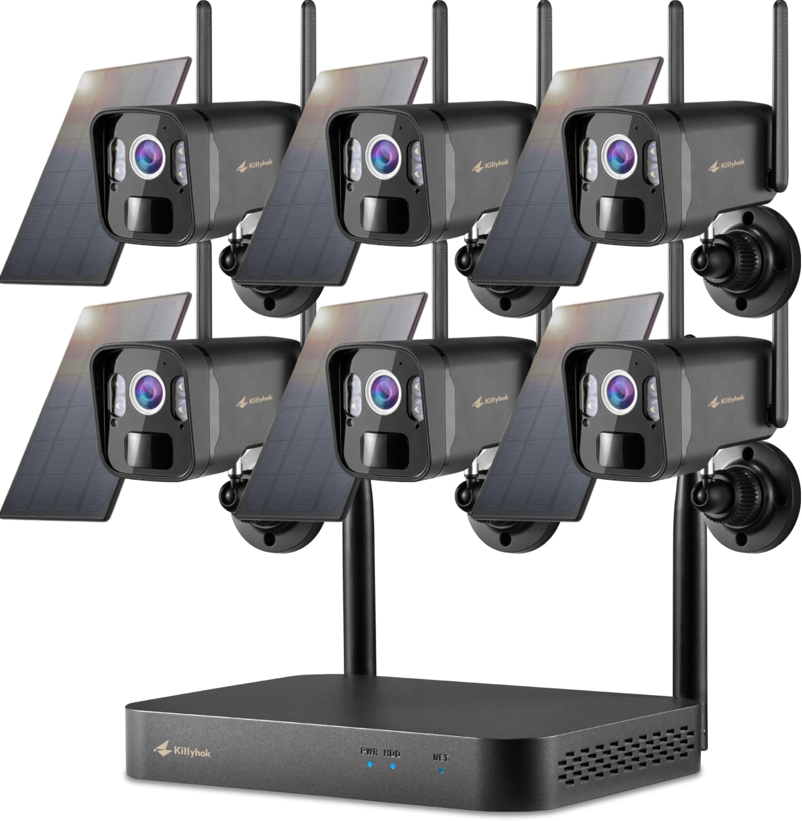 Amazon.com: Kittyhok Solar Camera Security Outdoor System, 6pcs Black ...