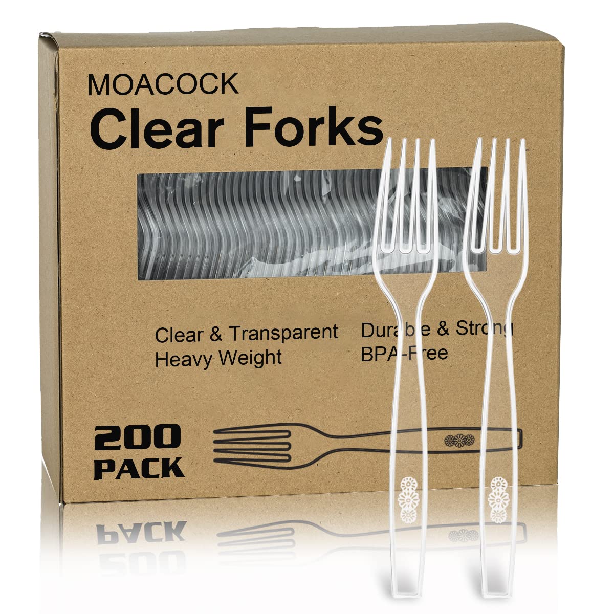 Amazon.com: MOACOCK 200 Count Clear Disposable Plastic Forks, Heavy ...