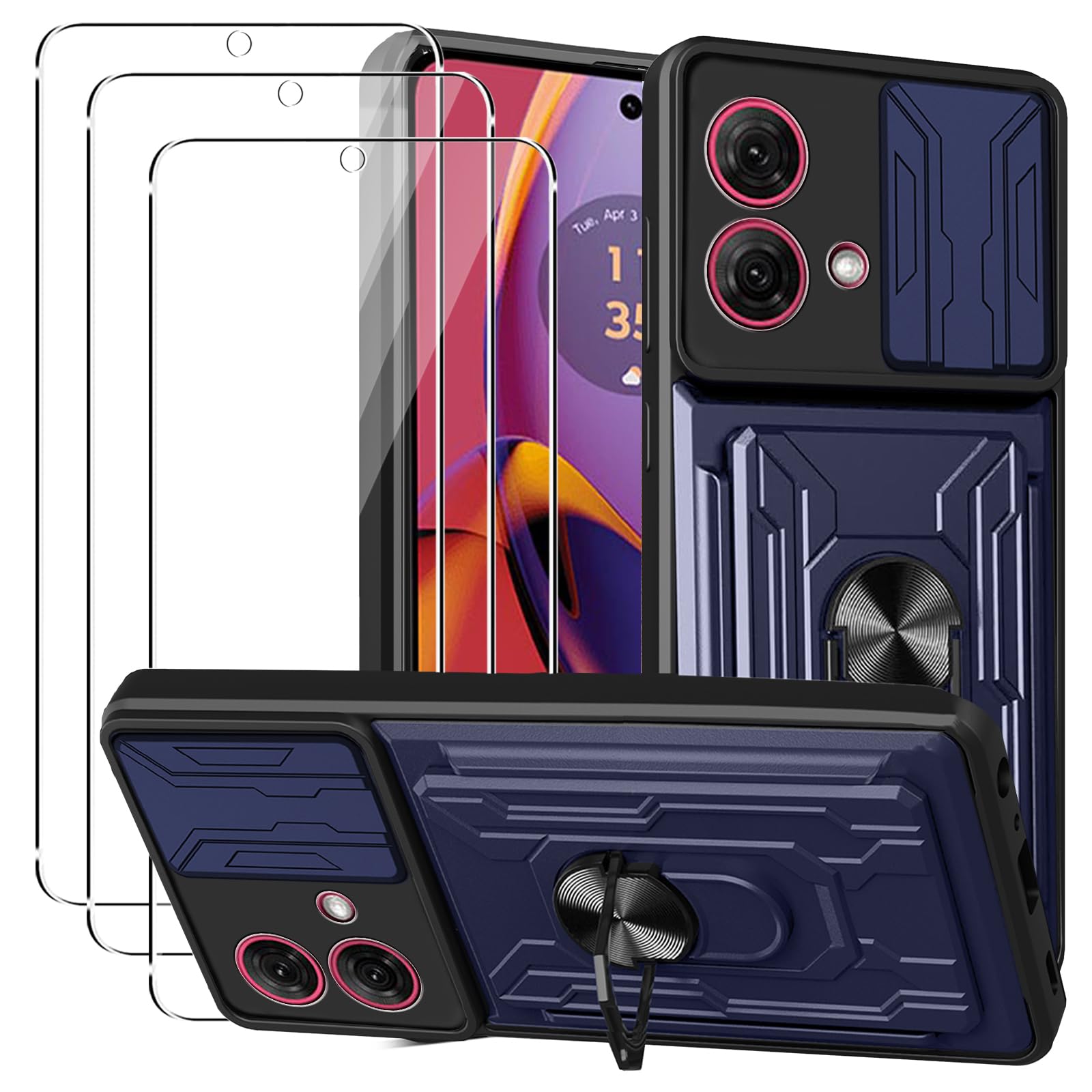 KZIOACSH Case for Motorola Moto G84,Built-in Kickstand+Slide Camera ...