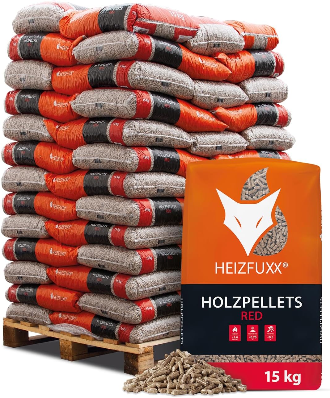 HEIZFUXX Holzpellets Blue 6mm 15kg x 20 Sack 300kg 1 Palette Pellets ...