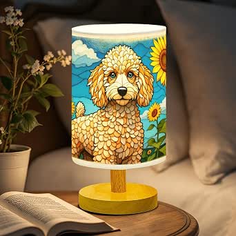 44memory Poodle Table Lamp LED 3-Color Pressed Bedside, Dog Shade Lamp ...