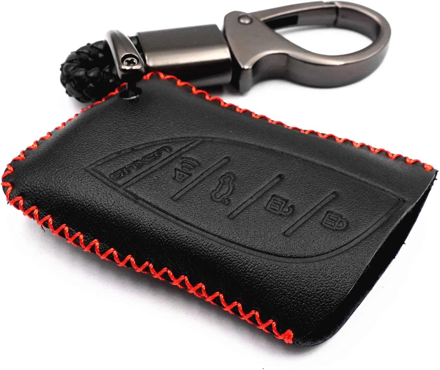 Amazon.com: MJKEYAuto Black Leather 4 Buttons Smart Remote Key Fob ...