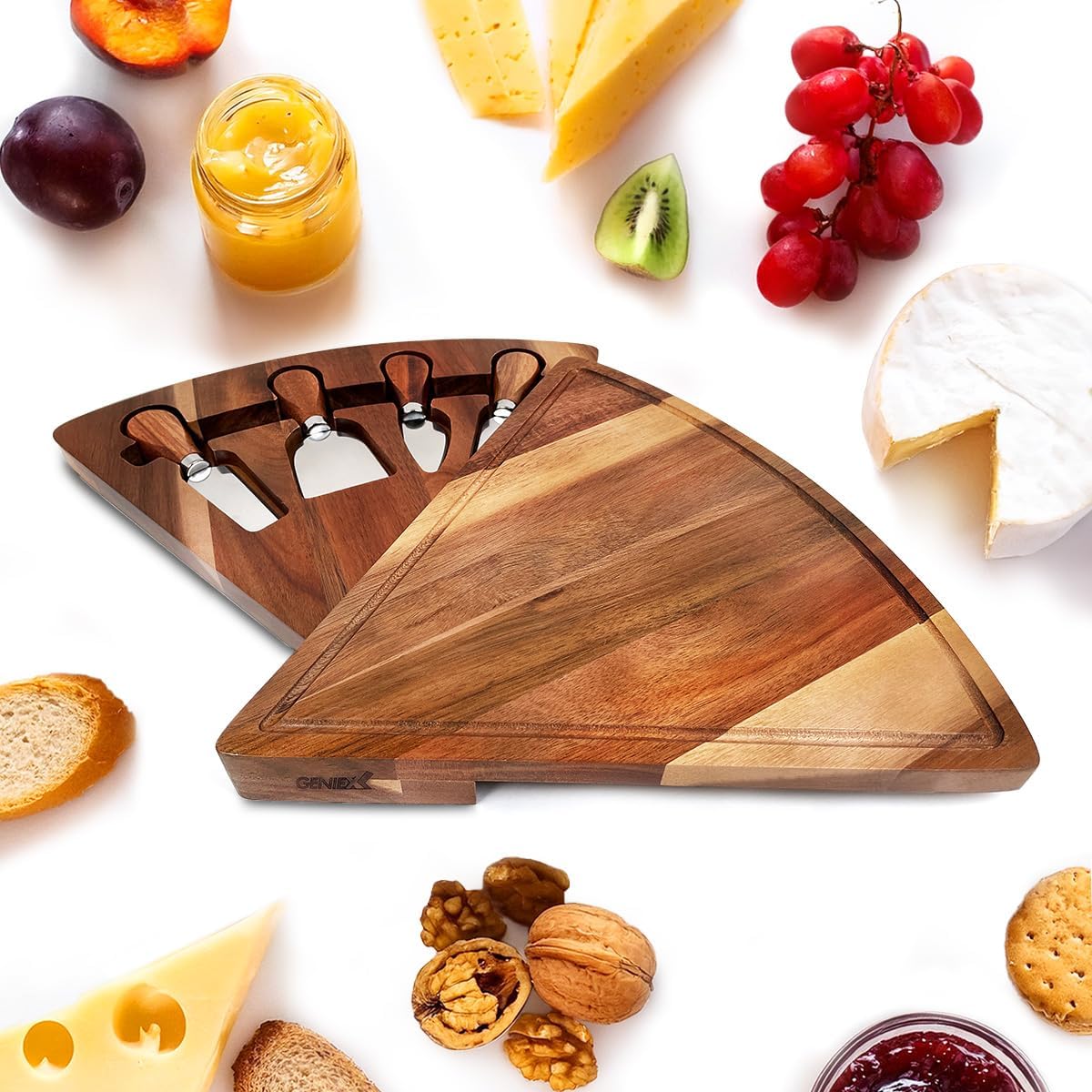 Amazon.com | Acacia Wood Charcuterie Boards with Knife Set, Rotating ...