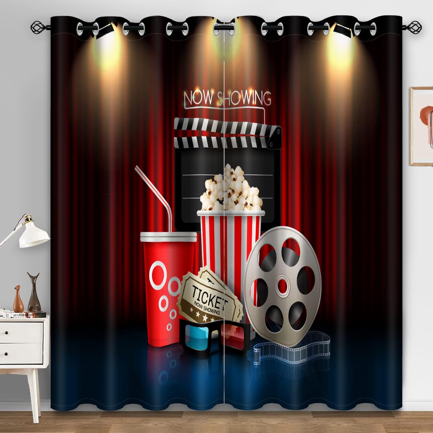 Amazon.com: Aimego Movie Theater Theme Blackout Curtains: Home Cinema ...