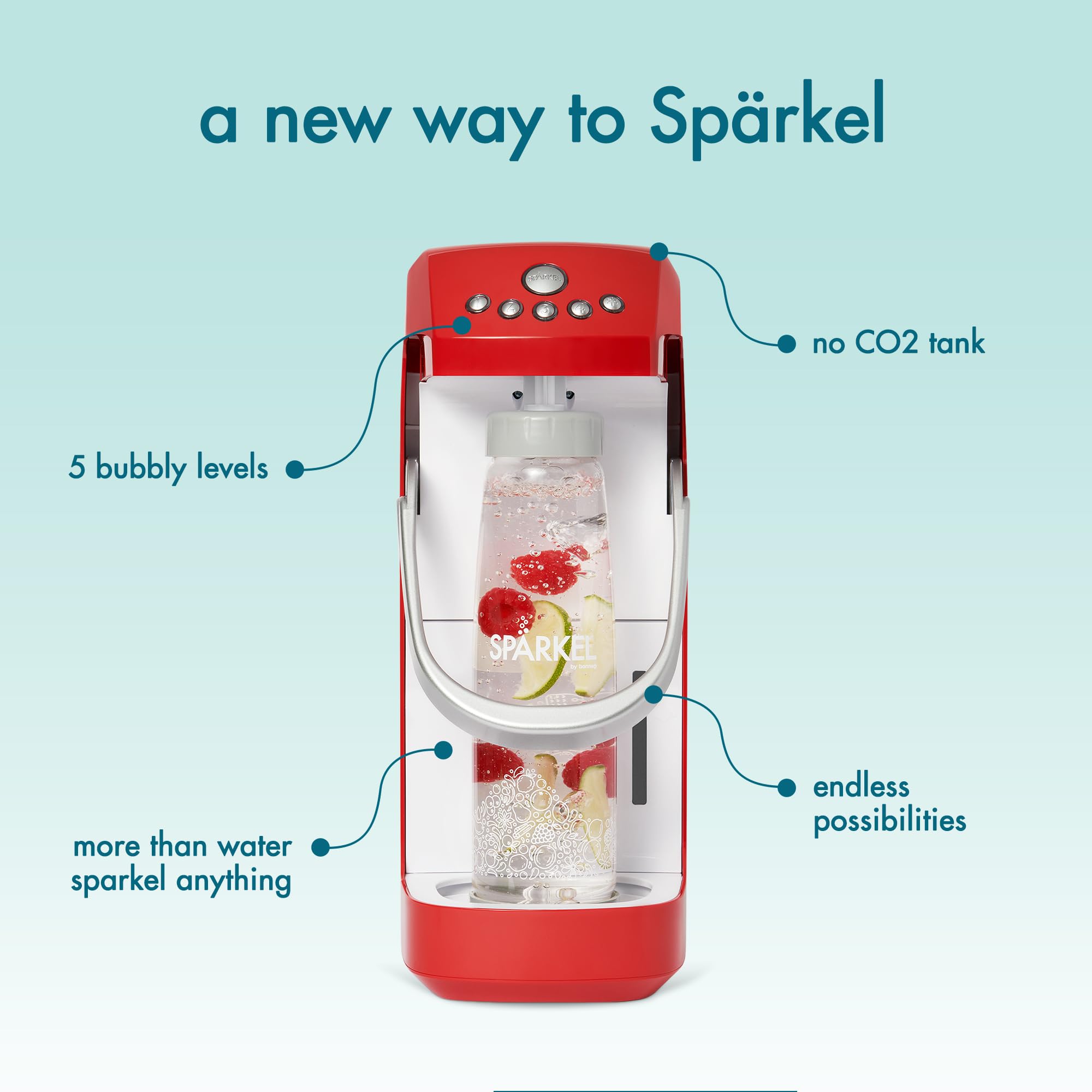Snapklik.com : Sparkel Beverage SystemCherry Red Sparkling Water Maker ...