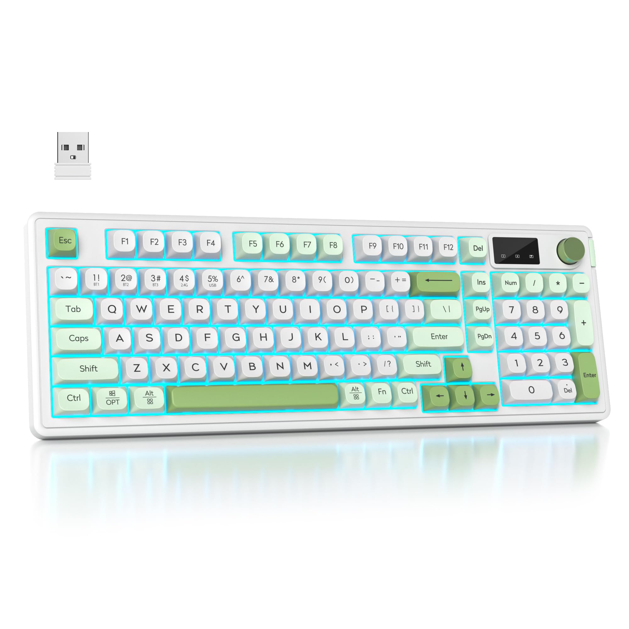 RGB Mechanical Feel Membrane Wireless Keyboard, Wired/Bluetooth/2.4G ...