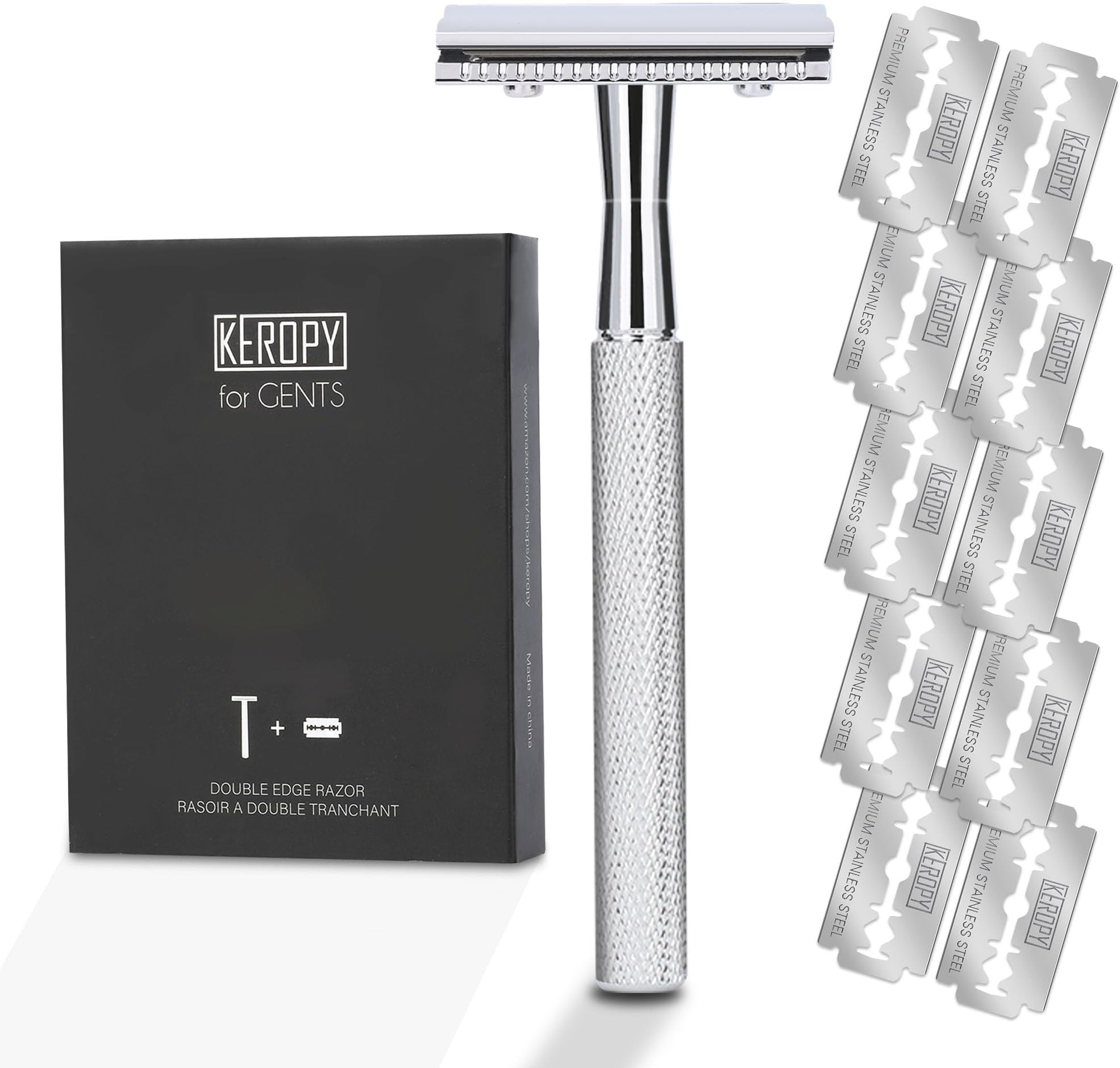 Amazon.com: KEROPY Double Edge Safety Razor With 10 Premium Stainless ...