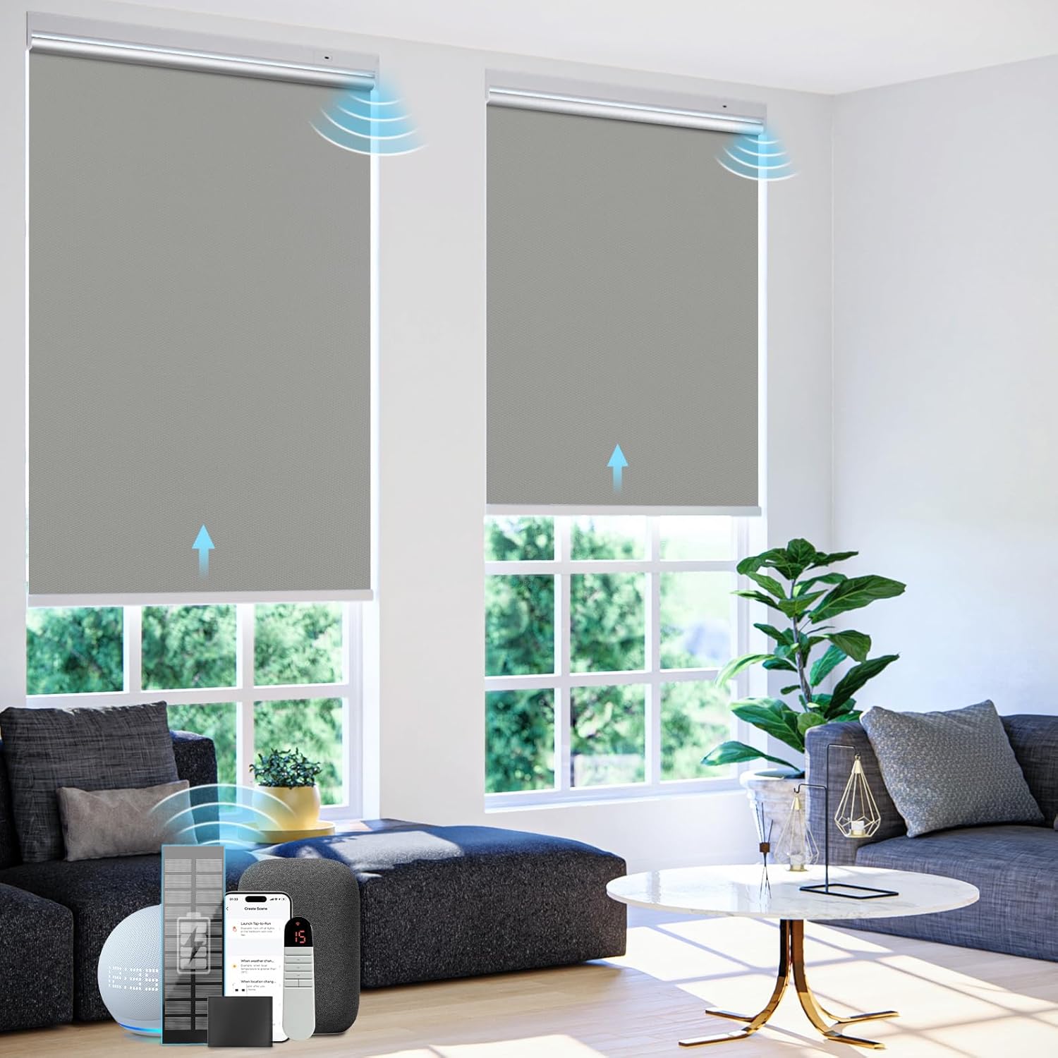 Amazon.com: Motorized Roller Blinds with Remote Control【Solar Panel ...
