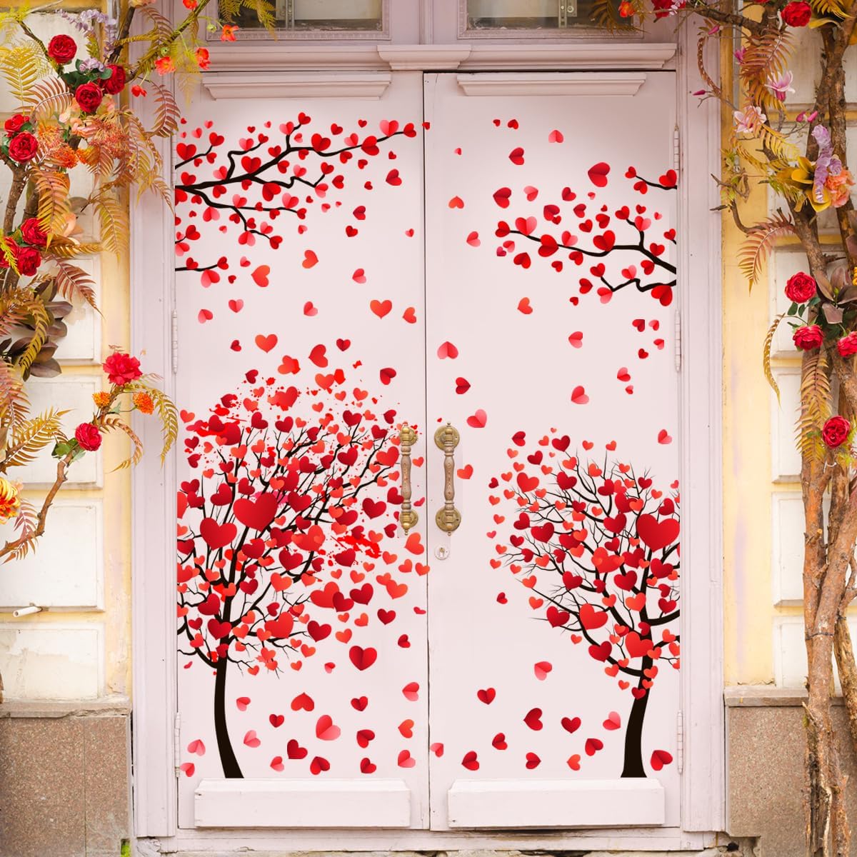Adhesivo decorativo para puerta del día de San Valentín, corazón, árbol ...