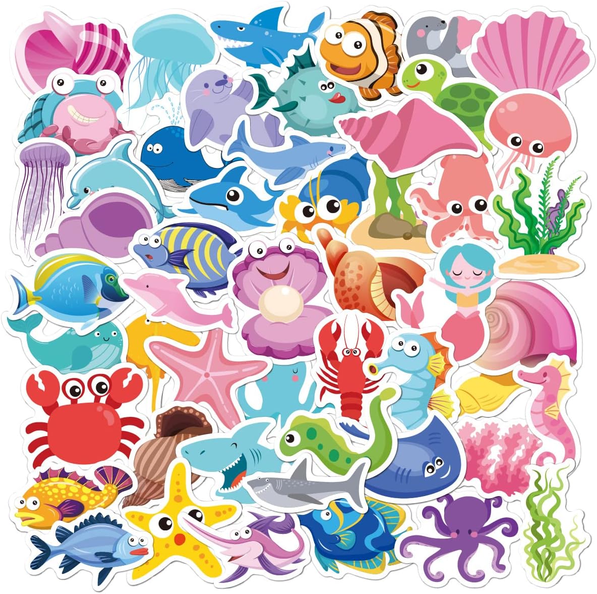 Amazon.com: Marine Life Stickers 50Pcs Laptop Stickers Aesthetic,Ocean ...