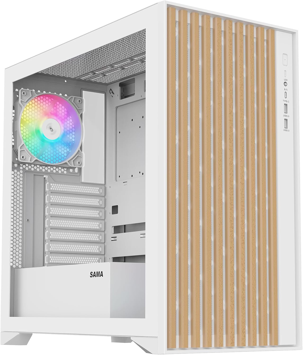 Amazon.com: SAMA V Nature Mid Tower PC Case with Genuine Walnut Wood ...