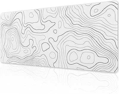 Amazon.com : White Topographic Contour Gaming Mouse Pad 35.4 X 15.7 ...