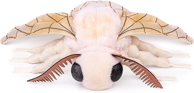 FRANKIEZHOU Realistic Silk Moth Stuffed Animal-White10.63",Moth Plush ...