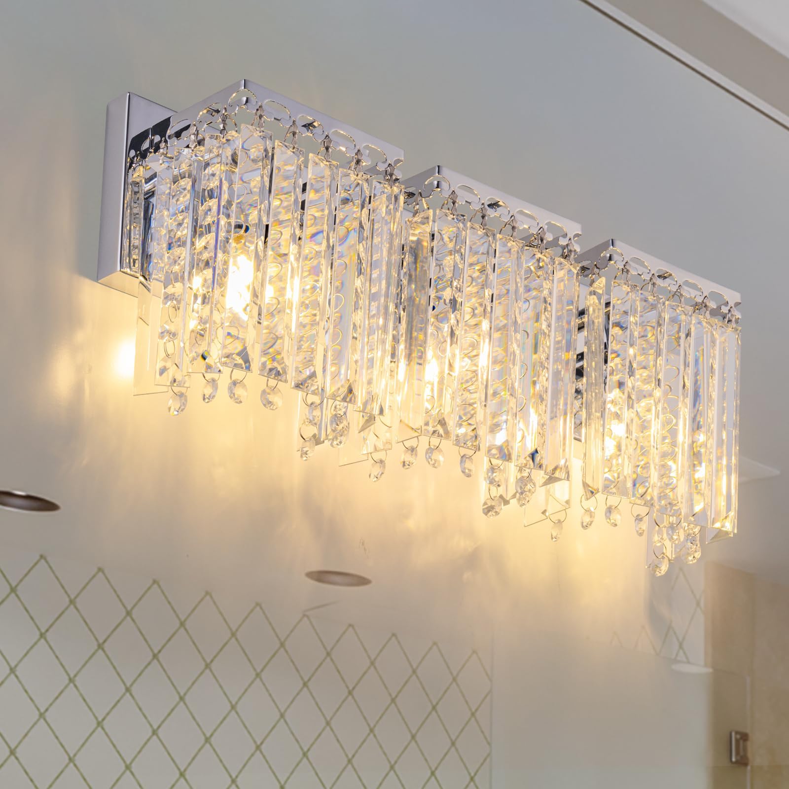 Possini Euro Design Crystal Rain Modern Wall Light Chrome Silver ...