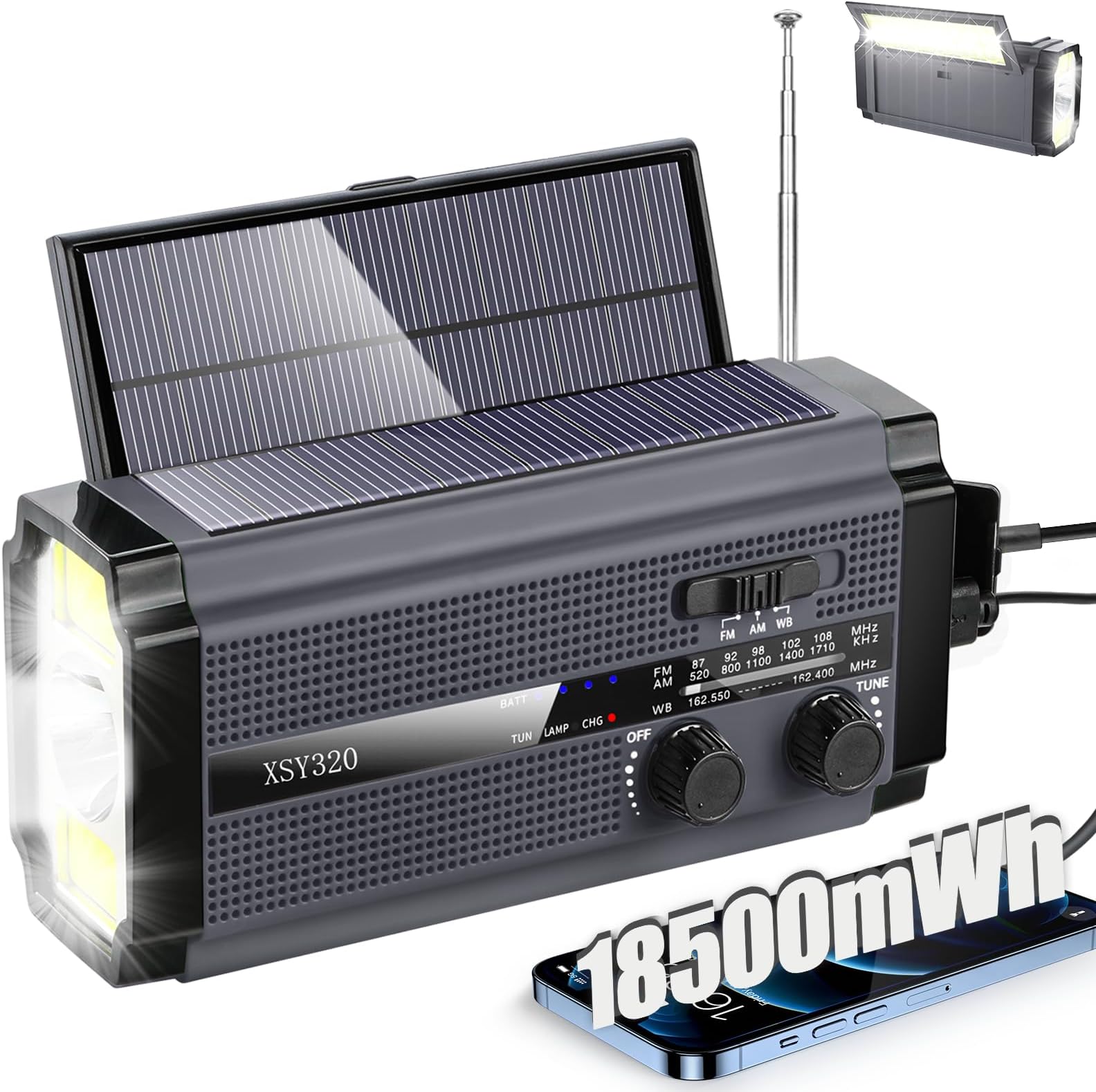 Amazon.com: SIYEGK Emergency Weather Radio 5000mAh with Solar Hand ...