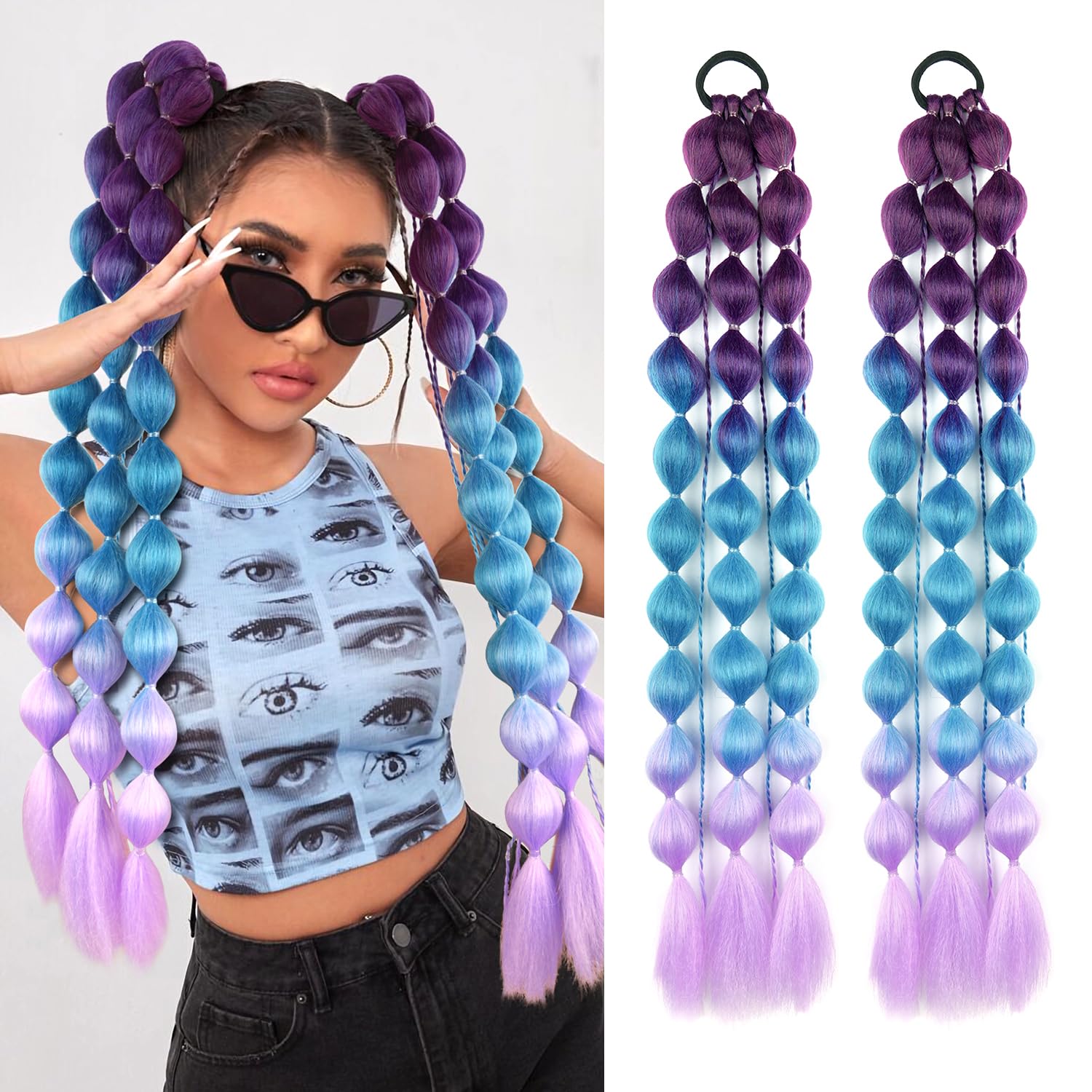 Amazon.com : LyoRuSi 2 Pcs Ponytail Extension 22 Inch Lightweight ...