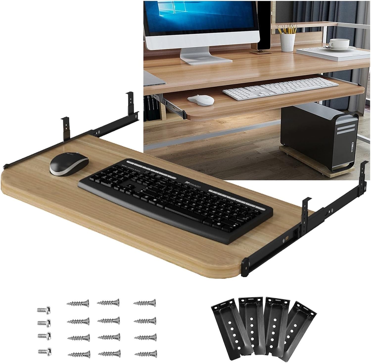 Amazon.com: KDLKCT6 Keyboard Tray, Height-Adjustable Desktop Sliding ...