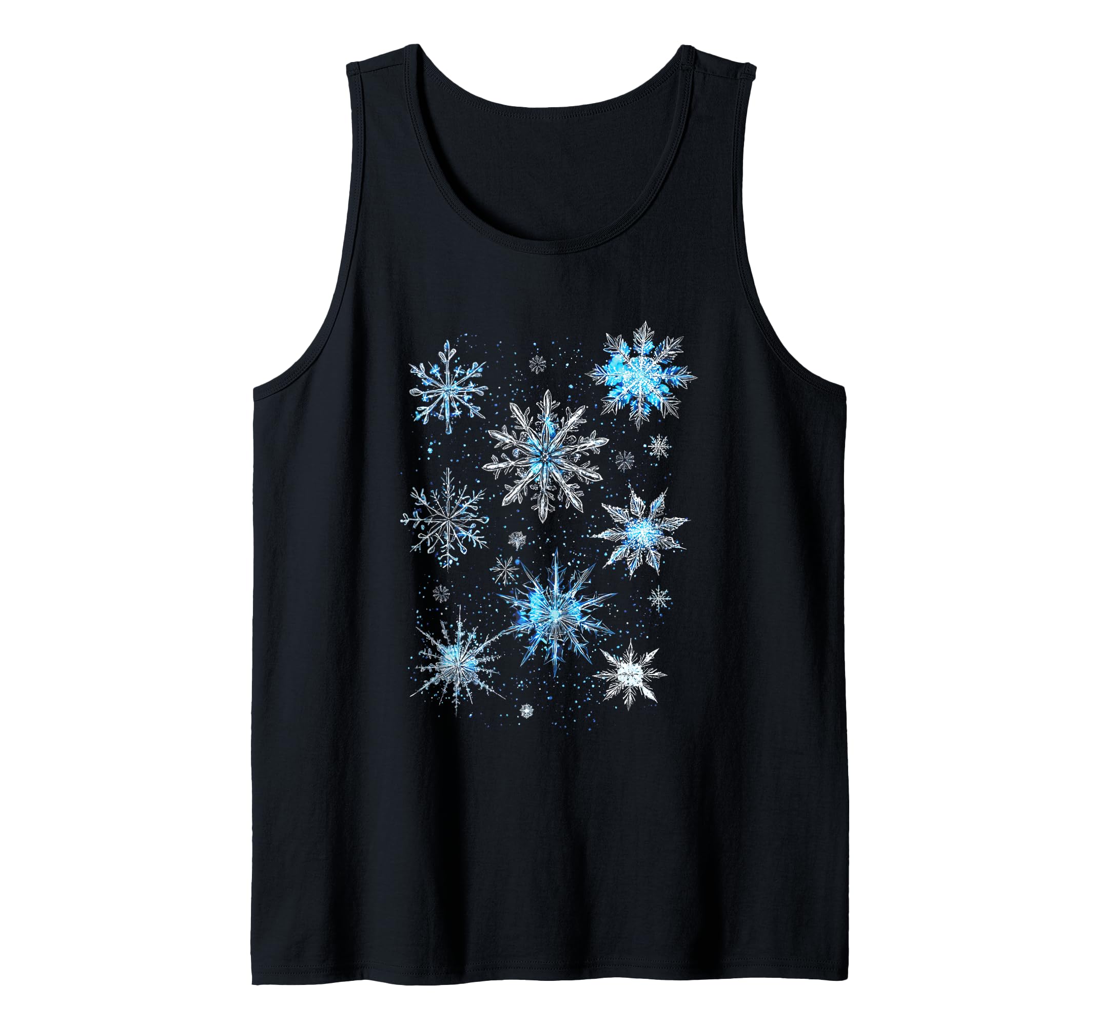 Amazon.com: Snowflakes Winter Holiday Icy Crystals Theme Snow Tank Top ...