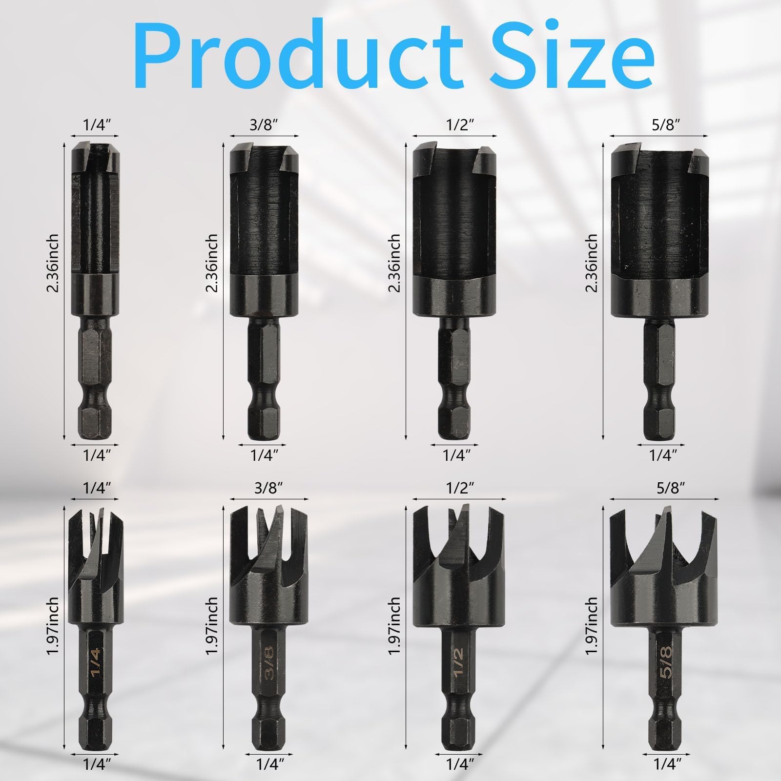 Snapklik.com : 8 Pack Wood Plug Cutter Drill Bit Set, Straight And ...