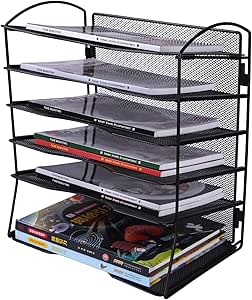 EasyPAG Mesh Desk File Organizer Tray 6-Tier Desktop File Folder Holder ...