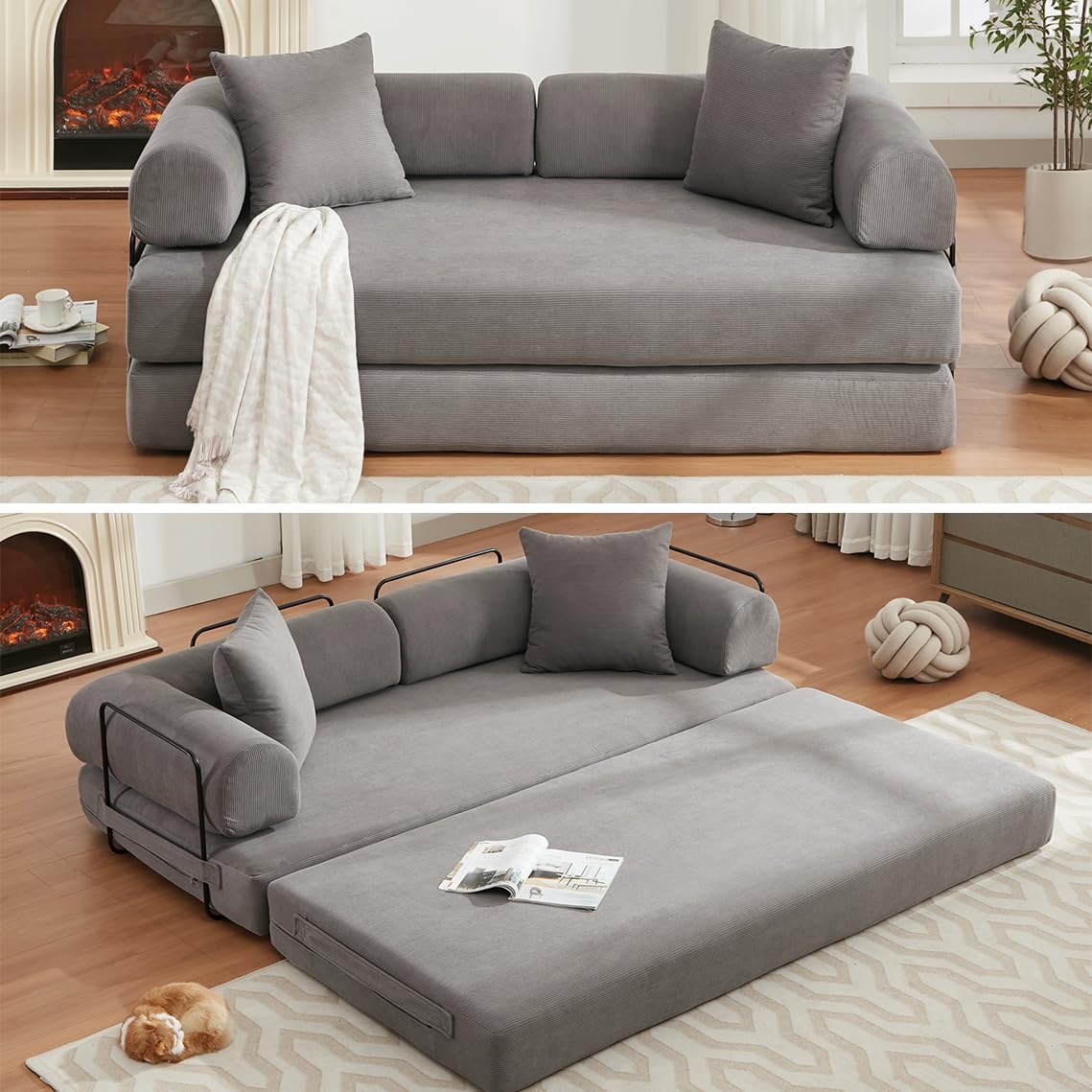 Amazon.com: Lin-Utrend 78.5" Convertible Folding Sofa Bed,4-in-1 Fold ...