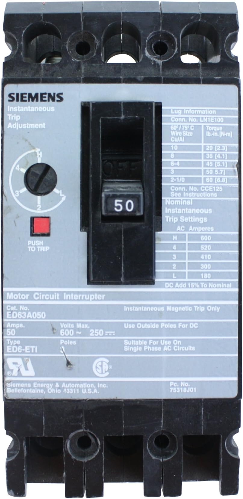 Amazon.com: Bussmann CB285-50 Surface-Mount Circuit Breakers, 50 Amps ...