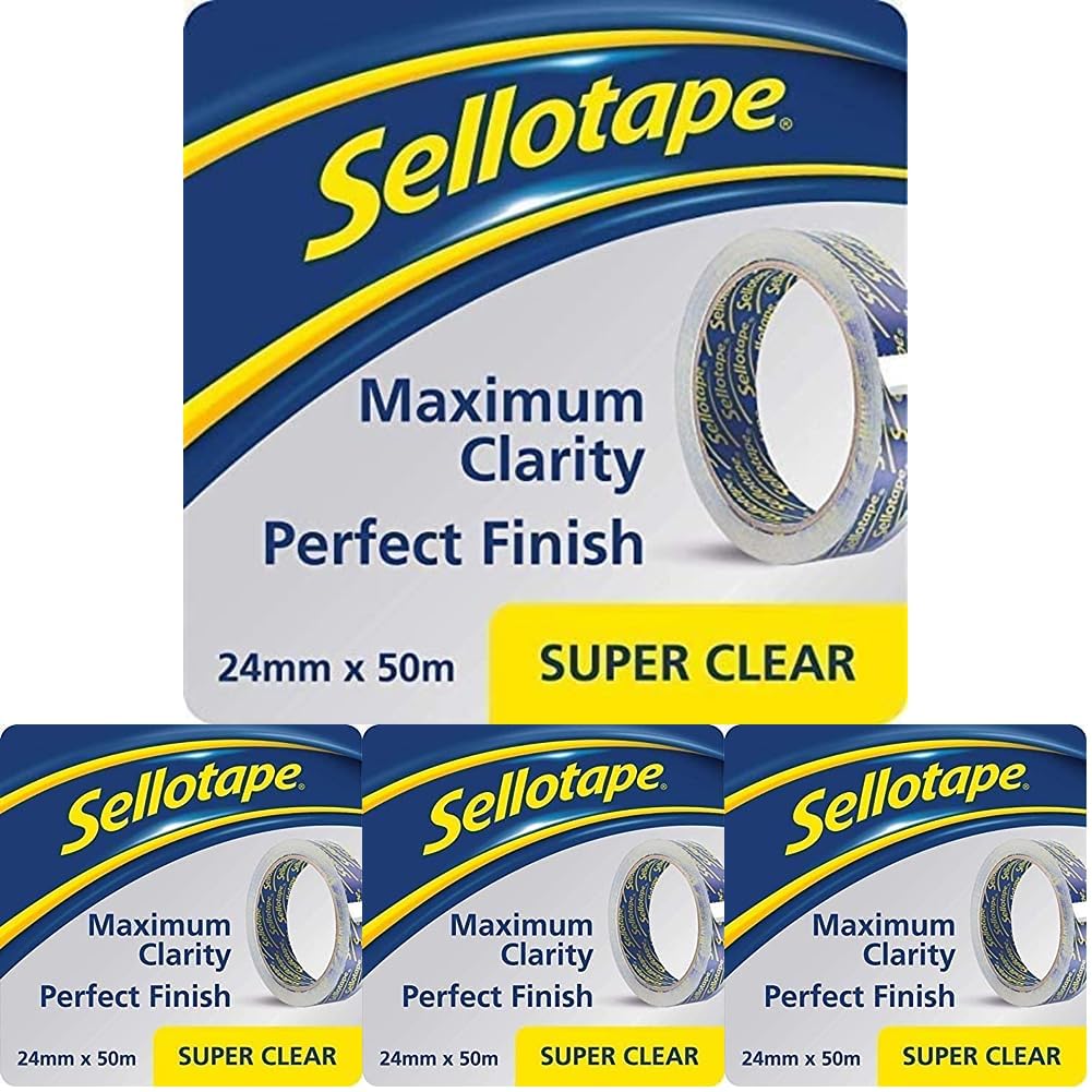 Sellotape Super Clear Tape, Practical Sticky Adhesive Tape for Maximum ...
