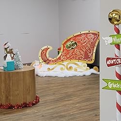 Amazon.com: Cardboard Santa Sleigh Stand up Christmas Cardboard Cutout ...