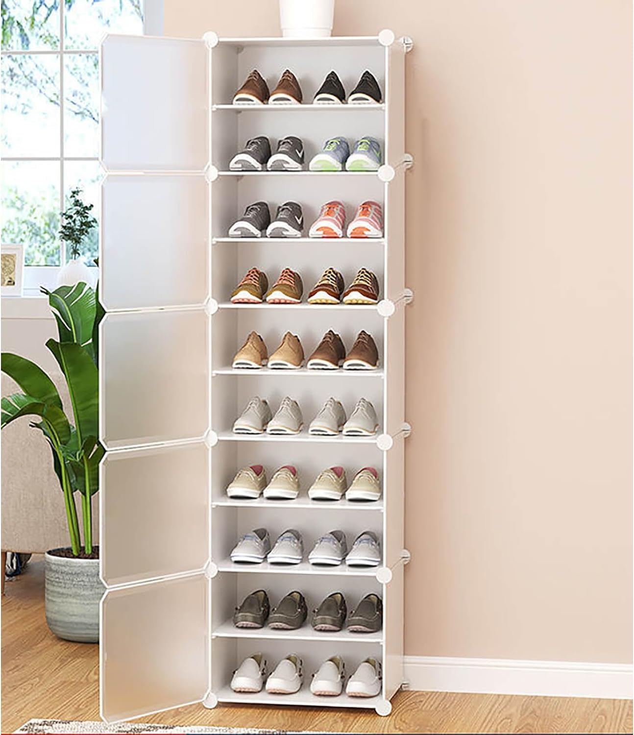 WeCool SR-W10 Upgraded Shoe Rack for Home Plastic, Portable Shoe Rack ...