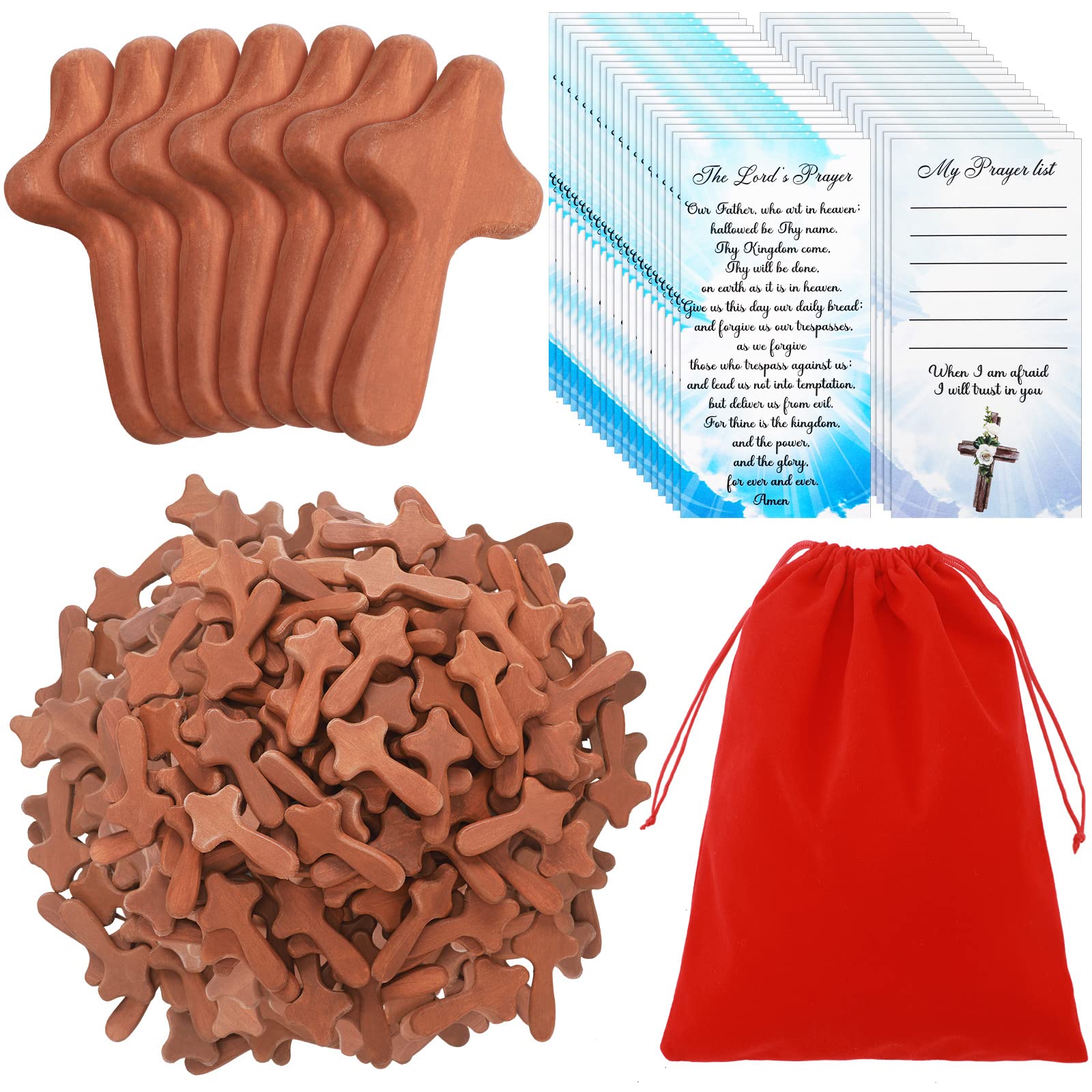 Amazon.com: 201 Pcs Mini Pocket Crosses Small Wooden Cross Holding Hand ...