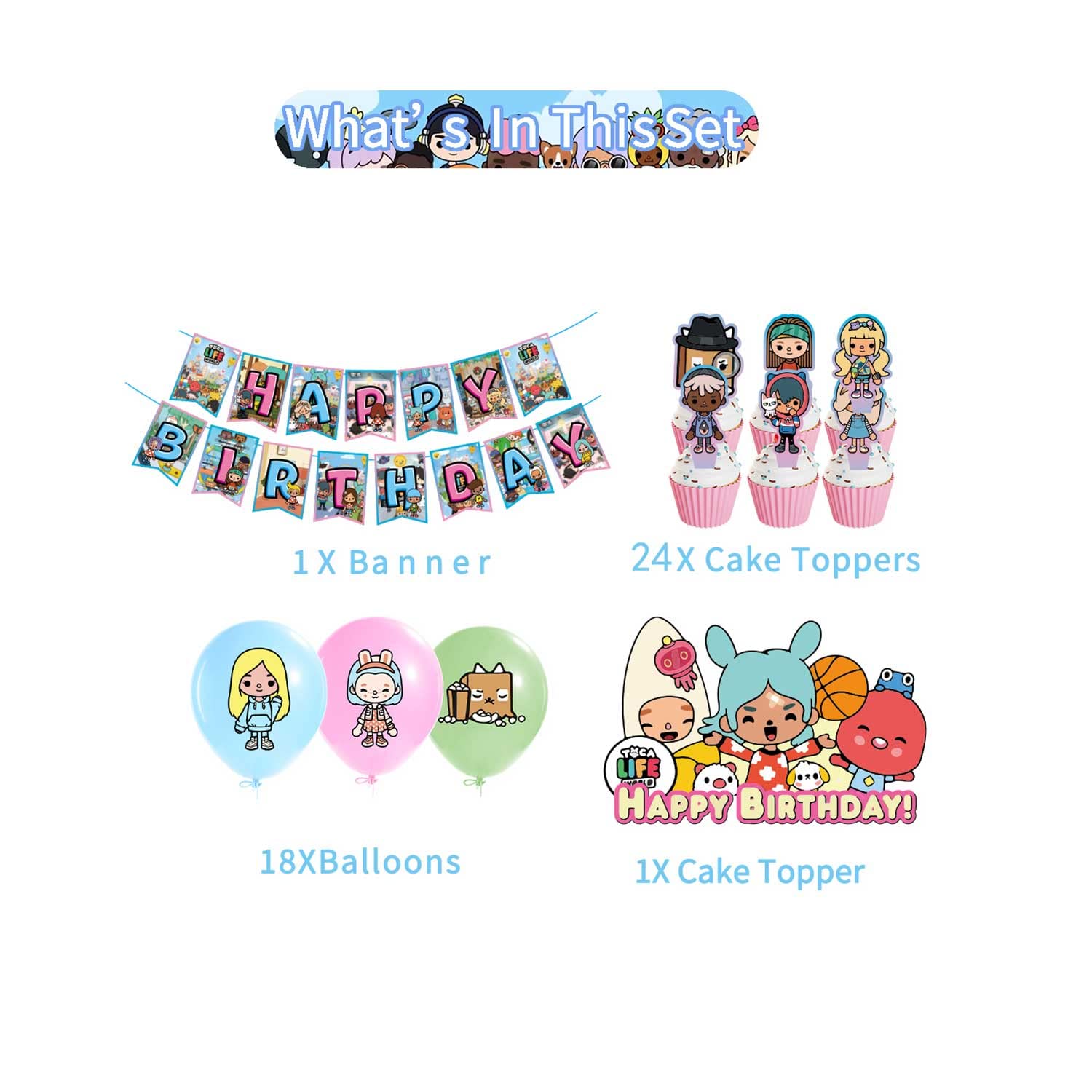 Koarti Toca Boca Birthday Party Supplies And Toca Life World ...