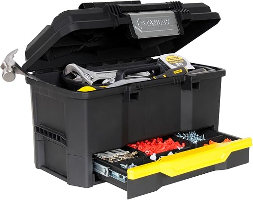 STANLEY Deep Toolbox Storage, 1 Touch Latch, Portable Tote Tray with ...