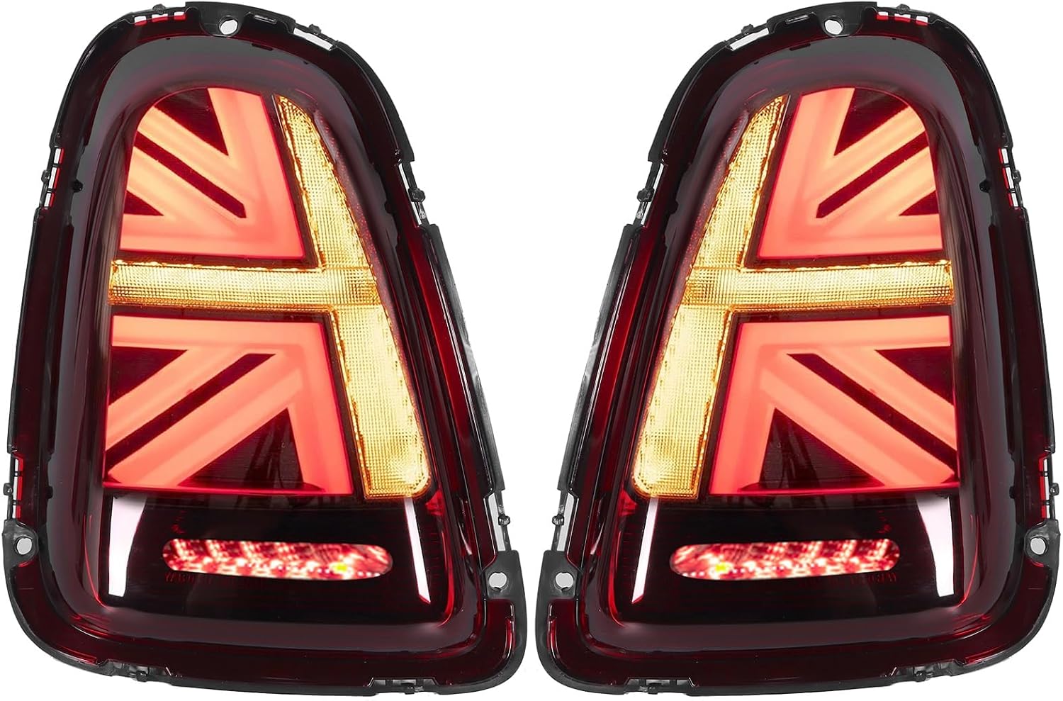 Amazon | クーパー R56 Pre-LCI テールライトアップグレード JCW ユニオンジャックスタイル、レッドレンズ付き車 LED ...