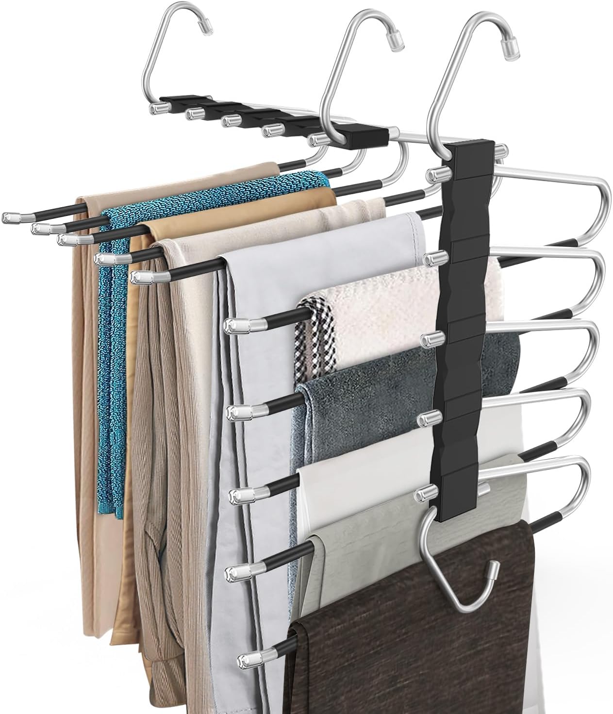 Amazon.com: Loretoy 2 Pack Pants Hangers Space Saving, Anti-Slip Multi ...