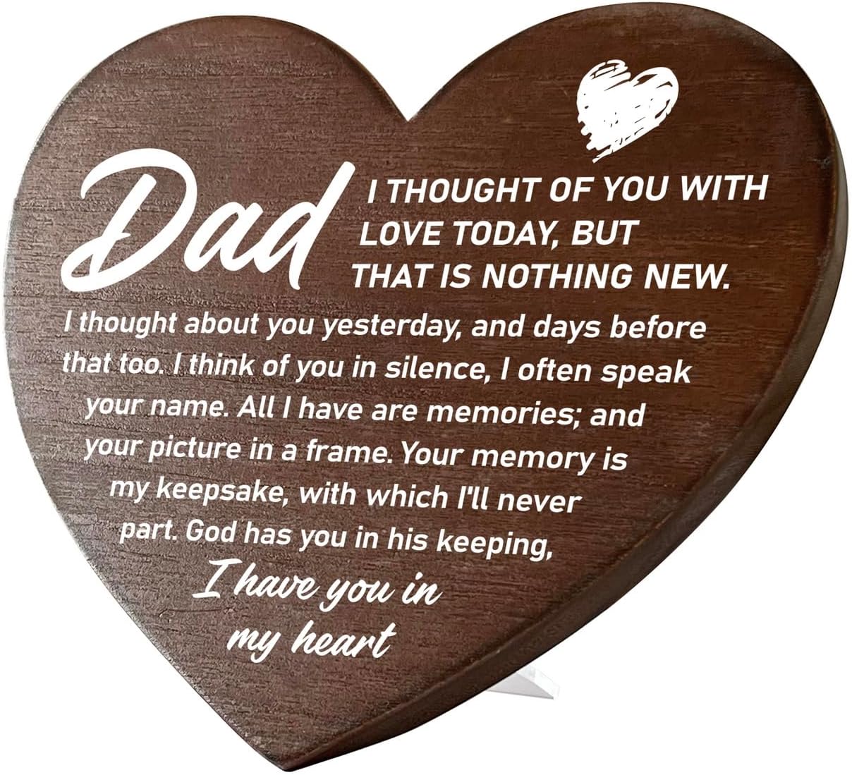 Amazon.com: Dad Memorial Heart Plaque - Wooden Heart Tabletop Decor ...