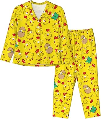 Chicken Pajamas Set 2 Pcs Cute Anime Pjs Cotton Long Sleeve Pajamas ...