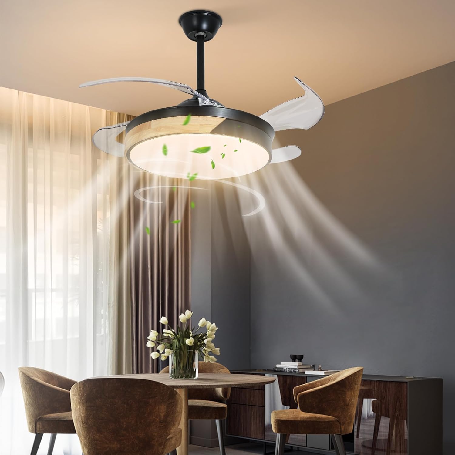 Amazon.com: 42in Ceiling Fan with LED Light, Remote Control Ceiling ...