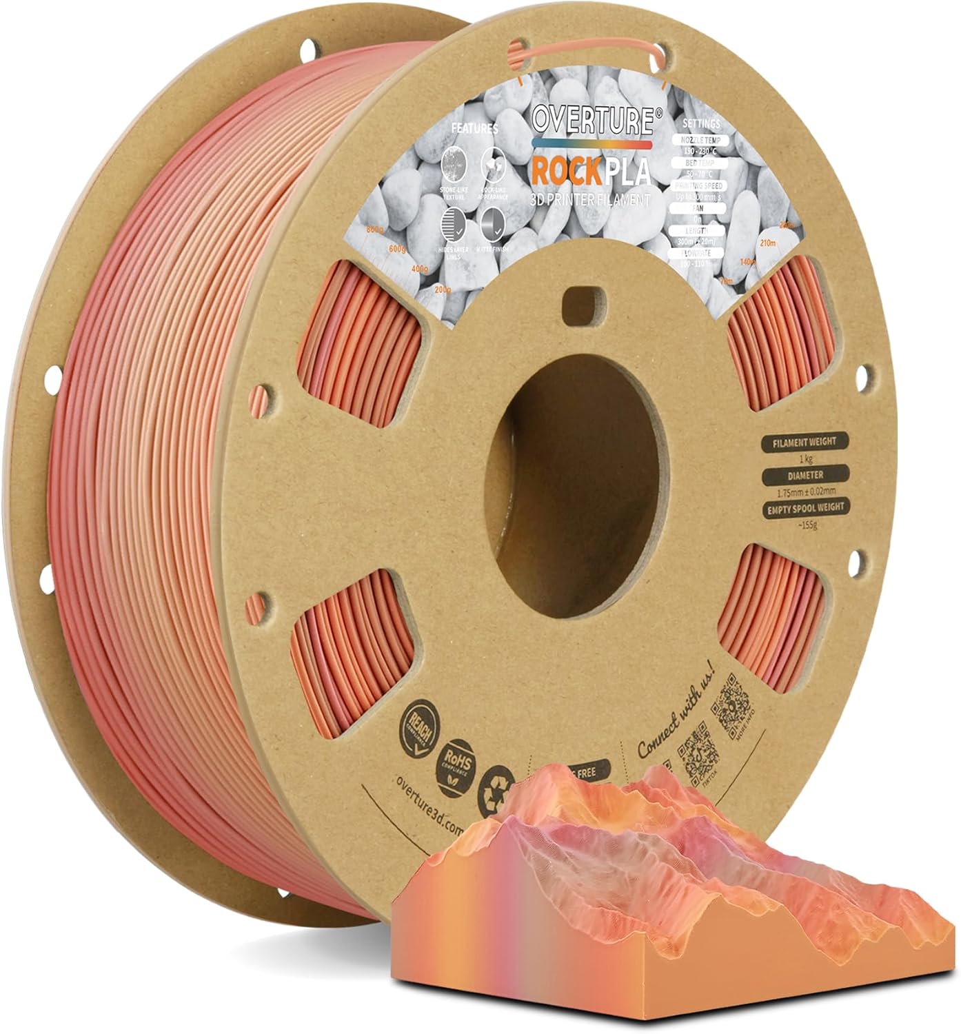 Amazon.com: OVERTURE Rock PLA Filament 1.75mm, Marble PLA 3D Printer ...