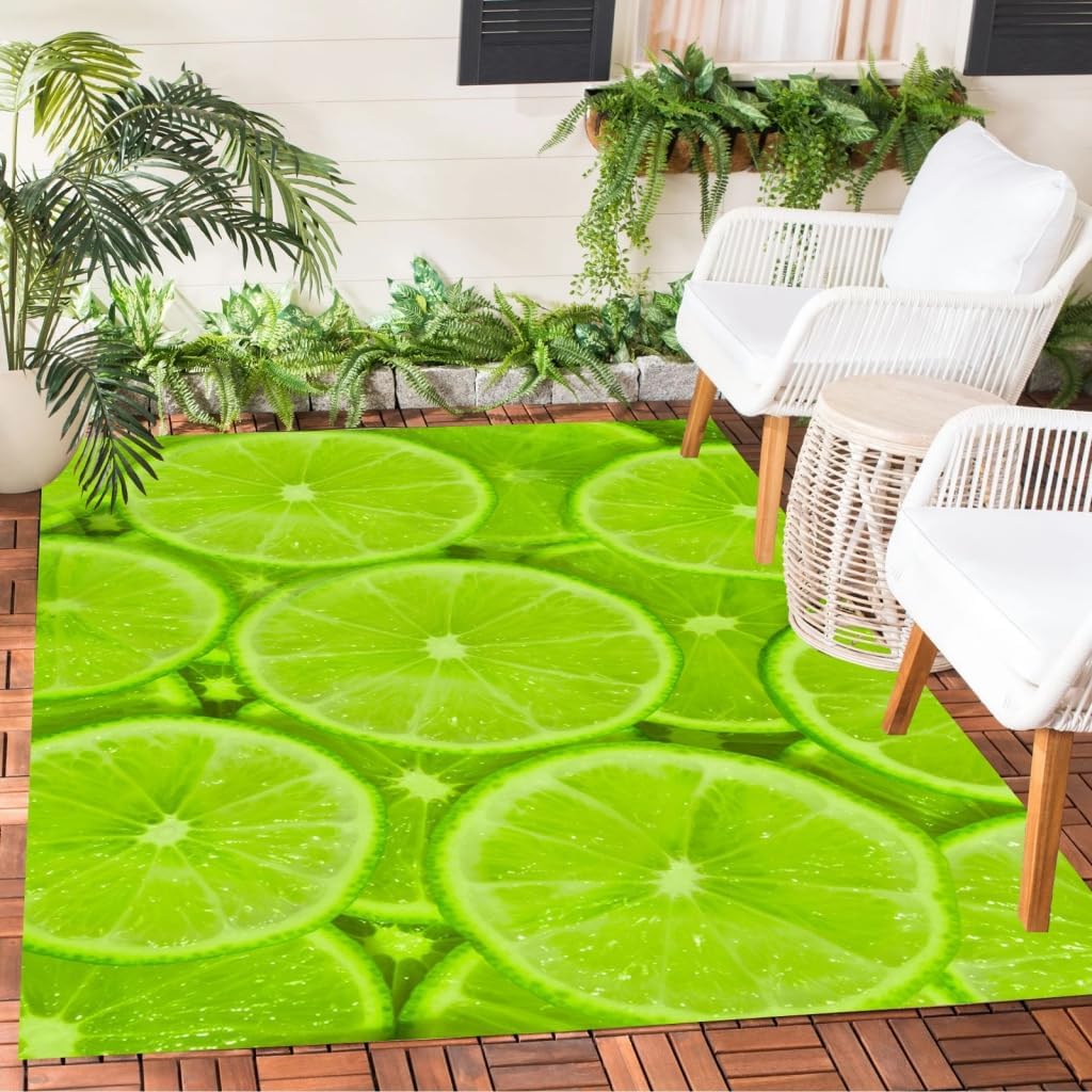 Amazon.com: Green Limes Slices Print Modern Cute Waterproof Outdoor Rug ...