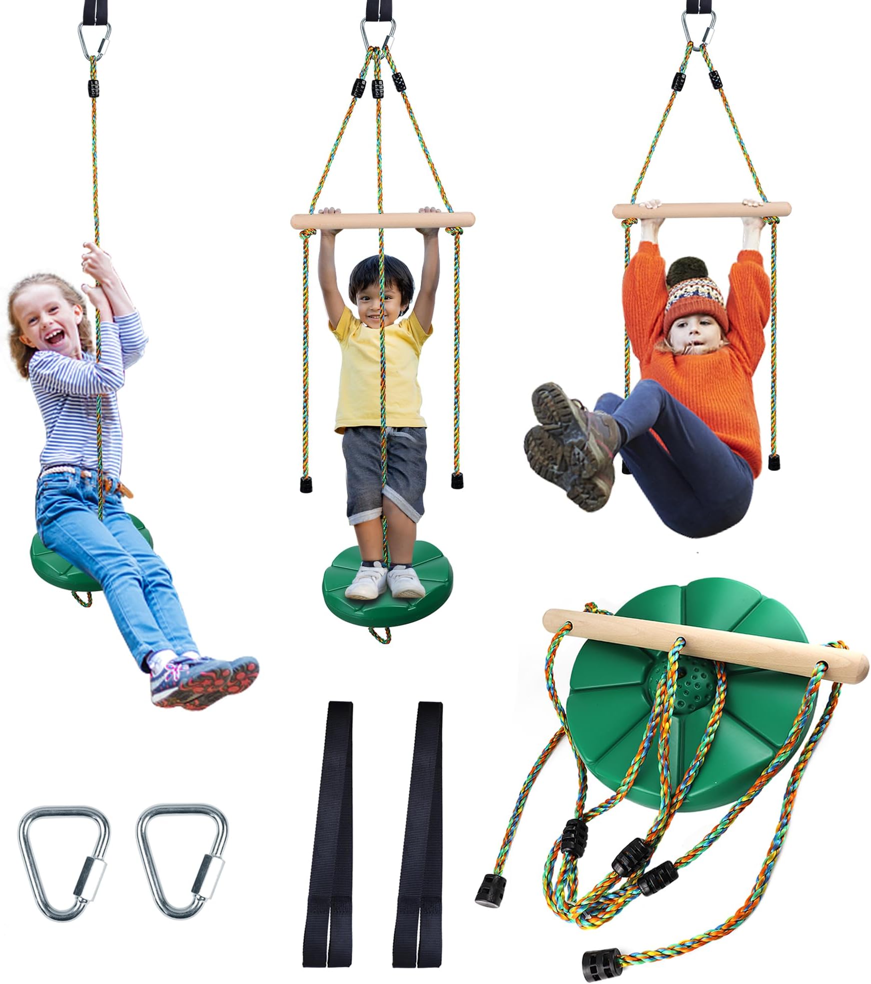 Rcanedny 2 Pcs Tree Swing Climbing Rope with Plastic Platforms Swing ...