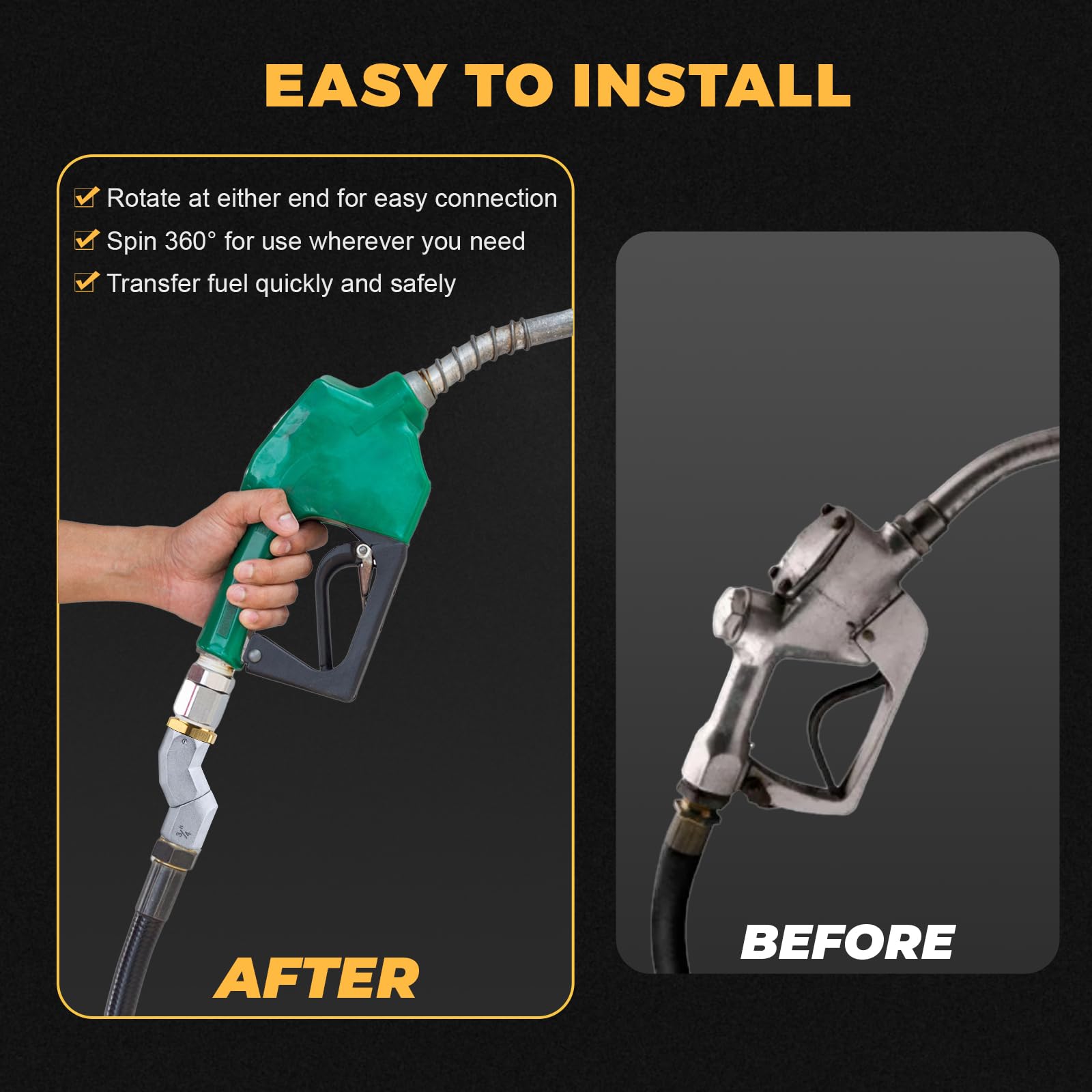 Snapklik.com : GRYVOZE 3/4 Inch NPT Fuel Hose Swivel - Multi Plane 360 ...